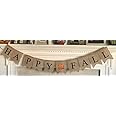 Amazon.com: Happy Fall Burlap Banner - Assembled with Maple Leaf Design ...