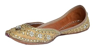 Jutti.Online Golden Punjabi Juttis for Women - 7 UK: Buy Online at Low ...