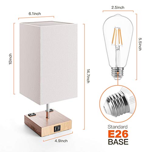3-Way Dimmable Touch Control Table Lamp, Modern Lamp with USB Ports and ...
