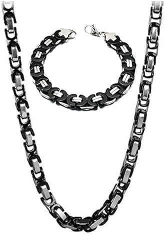 سعر Mens Tungsten Chain Necklace Set Long Heavy 6mm Length 60cm ...