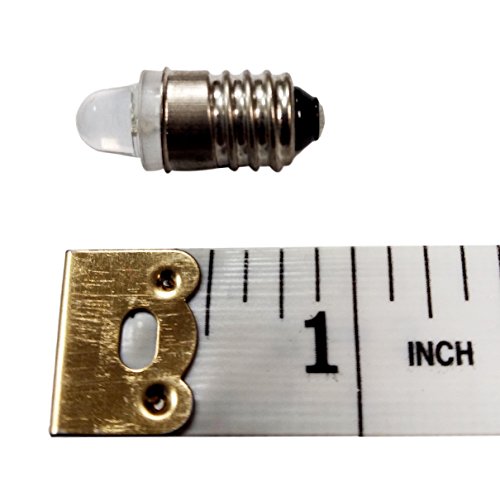 Miniature LED Flashlight Bulbs, 3 Volt Mini Lamps, Cool White, E10 ...