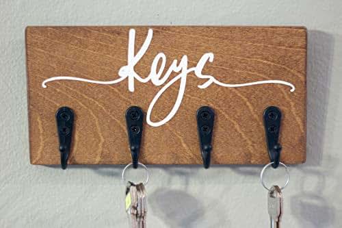 Amazon.com: Key Holder Sign Handmade, Key Hooks Wall, Stained Wood, Key ...