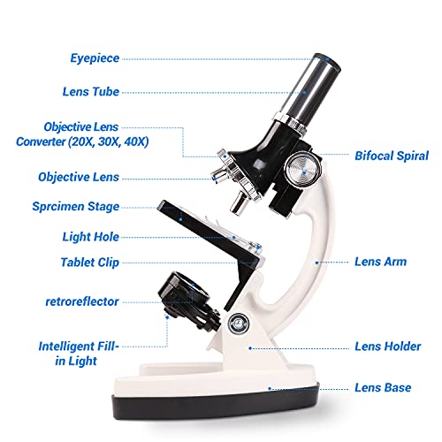 Artenjoyfine Science Microscope STEM Kit for Kids 300X-1200X High ...