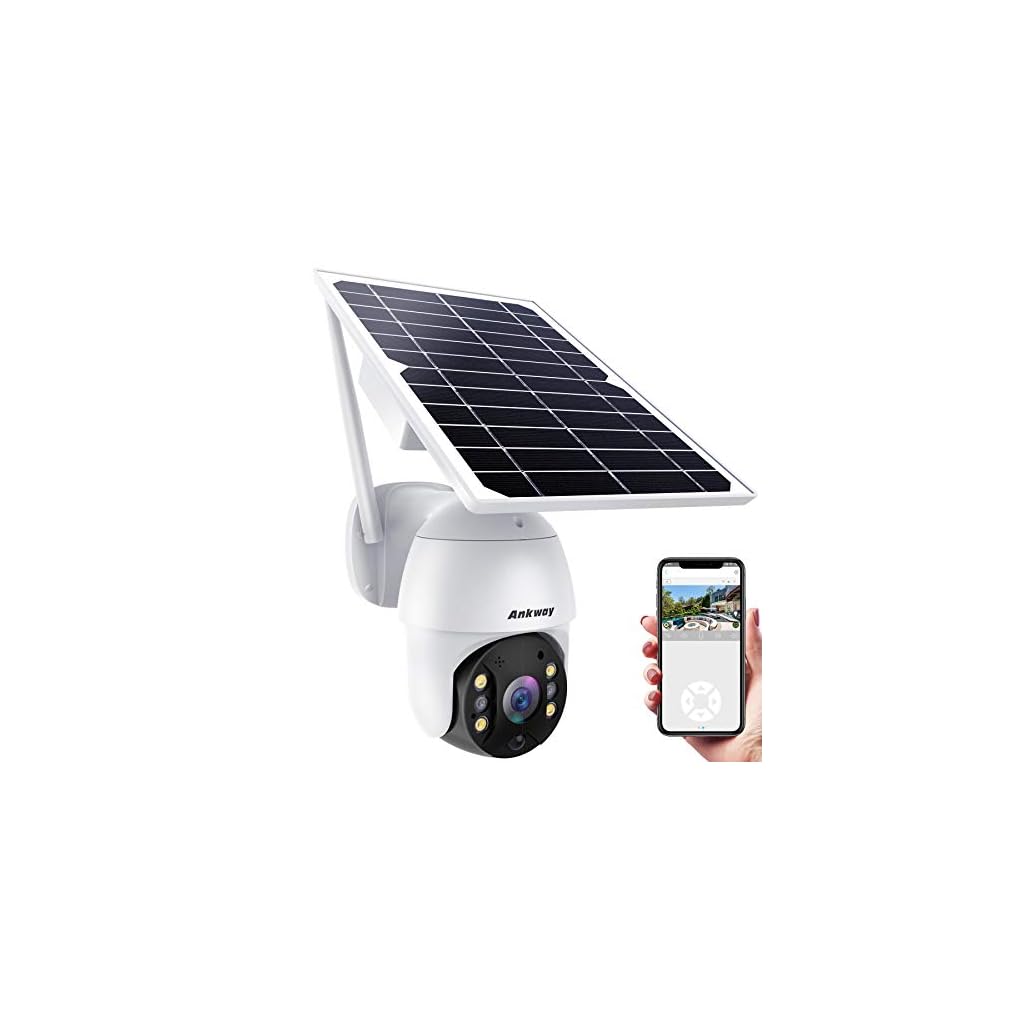 Ankway Solar Security Camera Outdoor with 18000mAh Rechargeable Battery ...