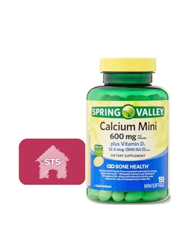 Spring Valley Calcium Plus Vitamin D3, 150 Mini Softgels + STS Sticker ...