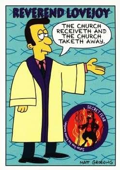 Reverend Lovejoy trading card (The Simpsons TV Show Cartoon) 1994 ...