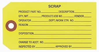 Amazon.com: 100 Pack, ScrapTag Yellow 4-3/4" x 2-3/8" Pack of 100 ...