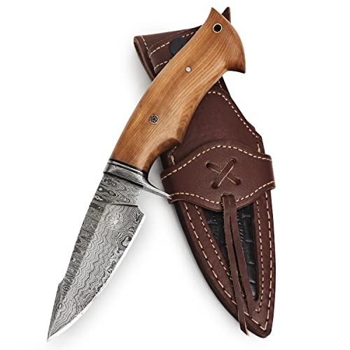BIGCAT ROAR Handmade Damascus Hunting Knife - Bushcraft Fixed Blade ...