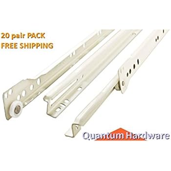 18 Inch 75 Lb. WHITE Epoxy Coated Cabinet Drawer Slides (Blum Type) 20 ...