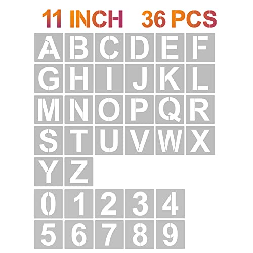 YEAJON 11 Inch Letter Stencils and Numbers, 36 Pcs Alphabet Art Craft ...