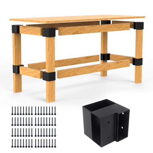 Heavy Duty Workbench Bracket Kit - 4 Pcs Steel 3-Way Right Angle Corner ...