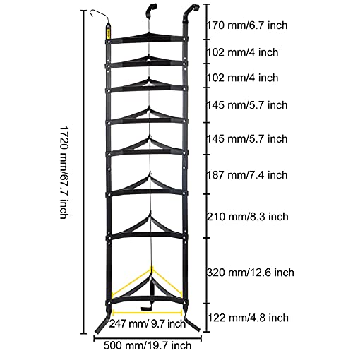 VEVOR 8-Tier Cookware Stand, Carbon Steel Multi-Layer Pot Rack, 68-inch ...