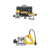 DEWALT DW616PK 1-3/4 Horsepower Fixed Base Plunge Router Combo Kit with ...