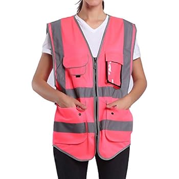 High Visibility Pink Safety Vest For Women | Hi Vis Vest With Zipper ...