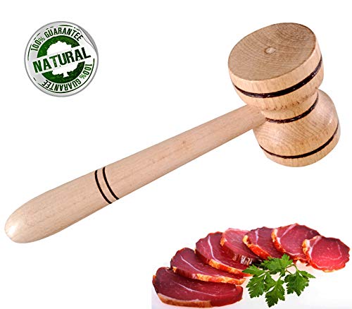 Premium Wood Meat Tenderizer Mallet - Chicken Pounder for Tenderizing ...