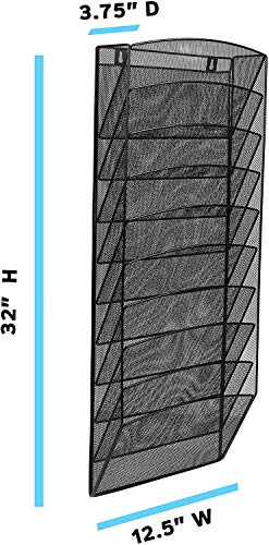 Adir Wall Hanging File Organizer - Mesh Magazine Rack Holder - Wall ...