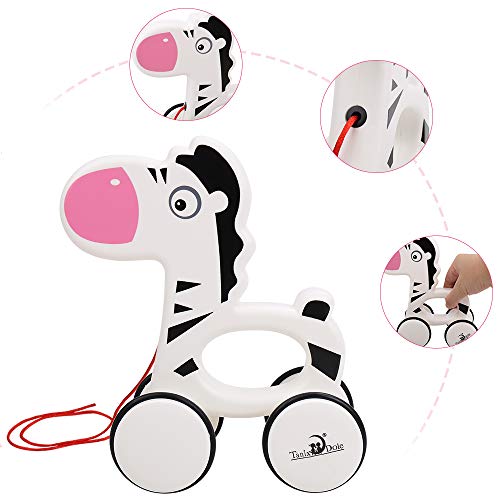 Flantor Pull Along Zebra Toy for Toddler Baby , Push and Pull Toys for ...