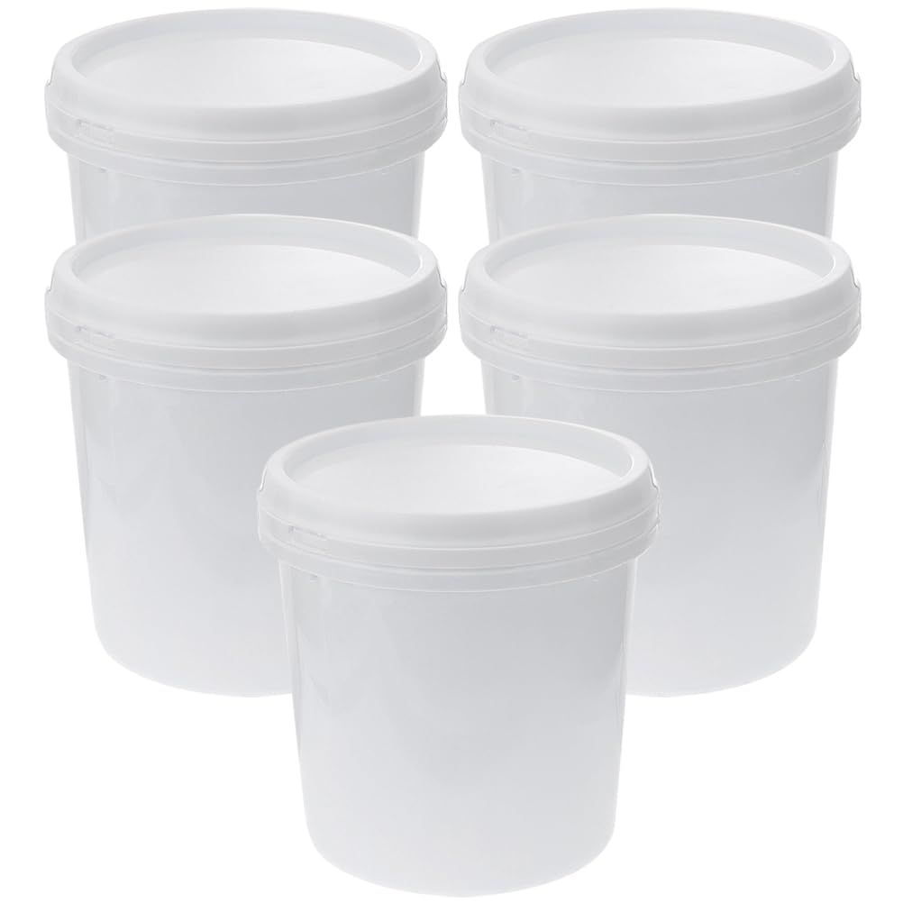 5PCS White Food Grade Buckets,Bucket Pail Container with Lid Heavy Duty ...