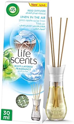 Air Wick Life Scents Reed Diffuser, Green Apple Scent (Crisp Linen ...