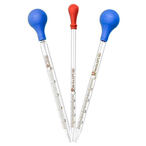 Glass Pipette, 3 Pieces 10ML 5ML 2ML Glass Graduated Pipettes Transfer ...