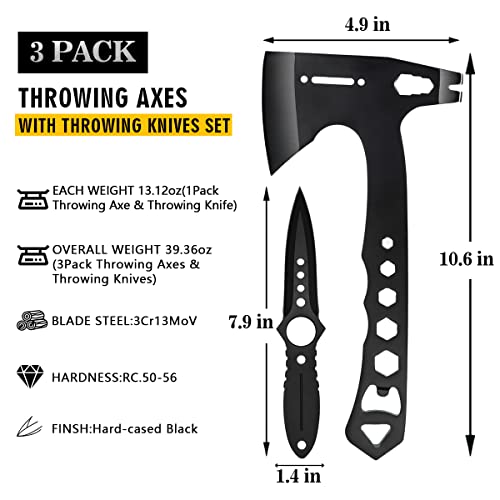 Axe Throwing BANORES 3-Pack Throwing Axes Set - 10" Stainless Steel ...