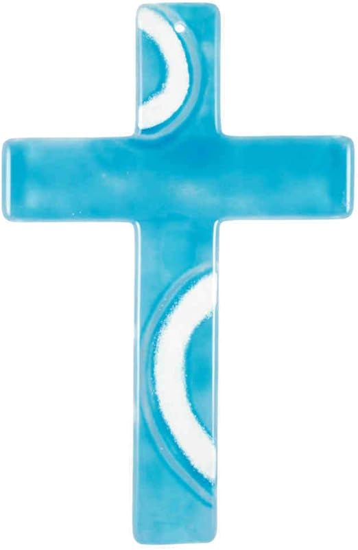 kruzifix24 Devotionalien Cruz de Cristal, Color Azul Claro, Moderno ...