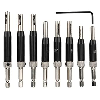 9Pcs Self Centering Drill Bit with Hex Key,Hinge Drill Bit Set ...