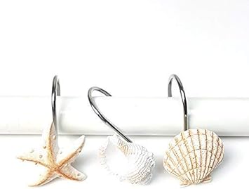 Amazon.com: Aystuff 12PCS Decorative Seashell Seastars Shower Rod Hooks ...