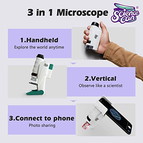 SCIENCE CAN Microscope for Kids,Pocket Microscope for Kids Ages 8-12 ...