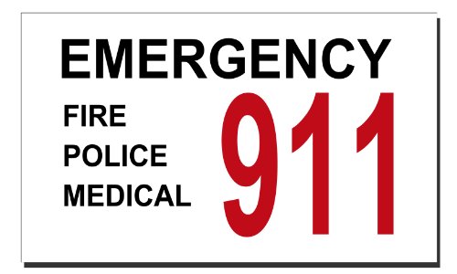 Lynch Signs 911 10-Inch x 6-Inch Decal 911 Emergency Fire Police ...