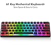 Ractous RTK61P 60% Mechanical Gaming Keyboard with PBT Pudding keycap ...