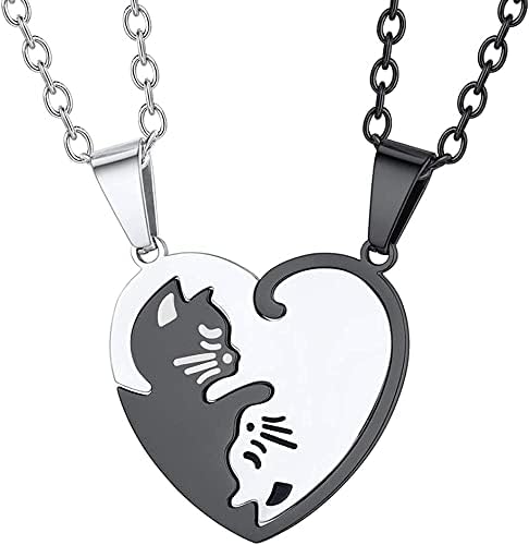Stainless Steel Cat Splice Couple Necklace (Black and White) price in ...