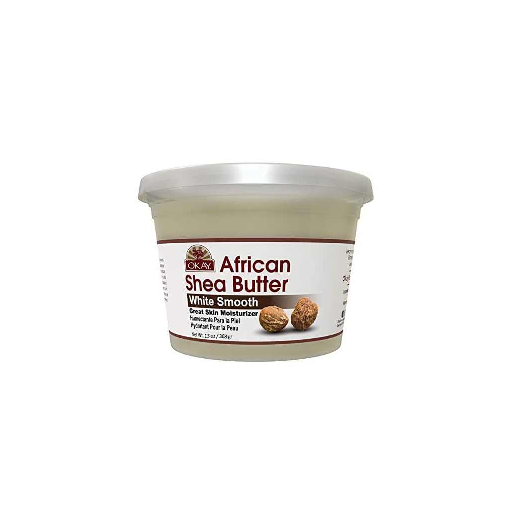 OKAY SHEA BUTTER JAR WHITE 13oz weight (16oz jar size) - Black Hair ...