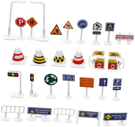 سعر Toyvian 28pcs Children's Traffic Signs Mini Traffic Signs Road Signs for Road Signs Prop ...
