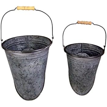 Amazon.com : Primitive Galvanized Half Round Bucket Wall Planters, 6 3/ ...