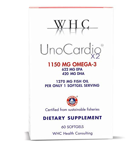 WHC, UnoCardio X2 Fish Oil, Triglyceride Omega-3 Fatty acids, 1270 mg Fish Oil Supplement (622 ...
