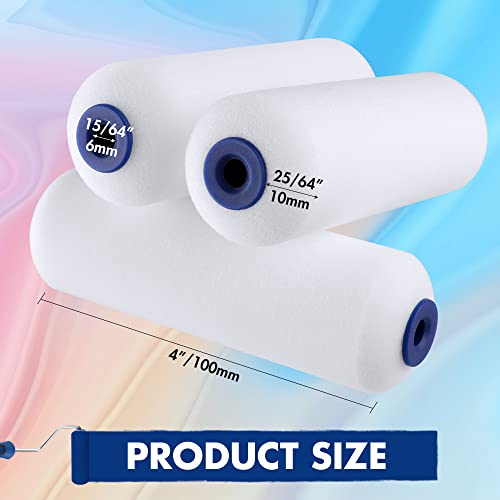 WORKPRO 12-Pack Foam Paint Roller 4 inch, Small Paint Roller Kit, Mini ...