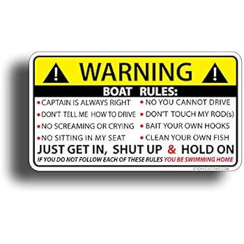 Amazon.com : Boat Rules Safety Sticker Funny Attention Warning Adhesive ...