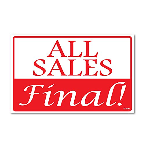 All Sales Final! Sign Business Store Discount Promotions Message 11" x ...