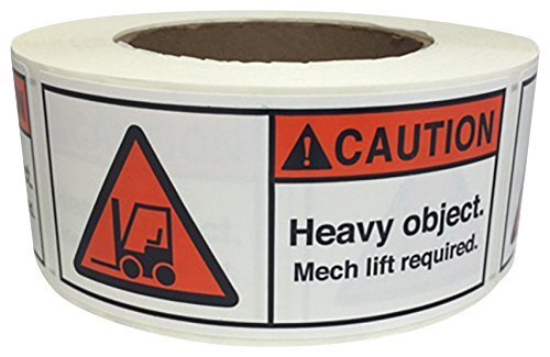 MR Label Company Caution Heavy Object Mech Lift Required Rolls - Want ...