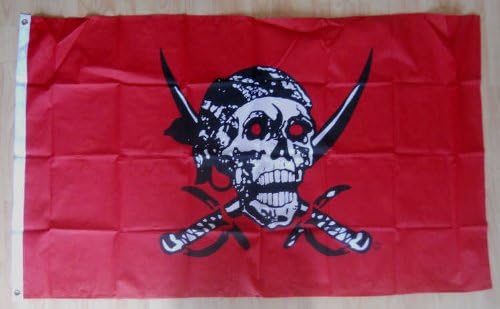 Amazon.com : Letscollect-It Pirate Red Skull Large Flag - 5' X 3 ...