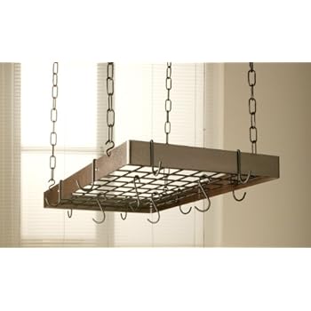 Amazon.com: Hammered Copper Rectangle Pot Rack with Black: Kitchen & Dining