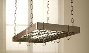 Amazon.com: Hammered Copper Rectangle Pot Rack with Black: Kitchen & Dining