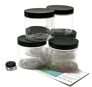 Amazon.com : Clear 16 oz Plastic Jars with Black Lids (6 pk) with Balm ...