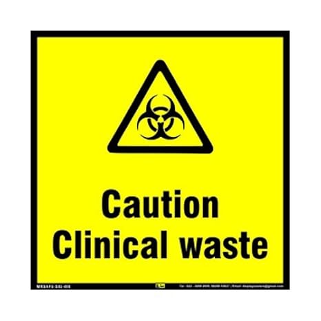 Mr. Safe - Caution Clinical Waste Sign PVC Sticker 8 inch X 8 inch ...