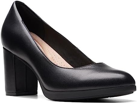Clarks Women's Bayla Skip Pump, Black Leather, 8.5 Wide price in Saudi ...