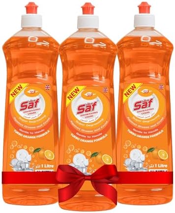 SAF Dishwash Liquid Gel - Orange, 1L Each (Pack of 3) | Powerful Grease ...