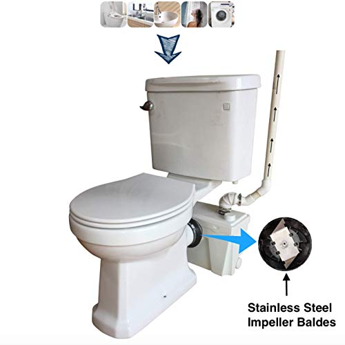 Sanimove 500W Macerator Pump Toilet Three Piece Round Bowl Toilet with Macerating Pump ...