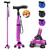 FANECO Walking Cane, Cane with LED Light, Pivoting Quad Base ...