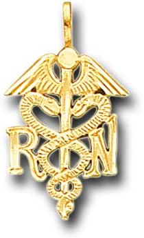 Amazon.com: 14K Yellow Gold Registered Nurse Symbol Charm Pendant ...